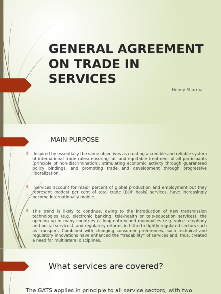Overview of GATS and Trade in Services | PDF | General Agreement On ...