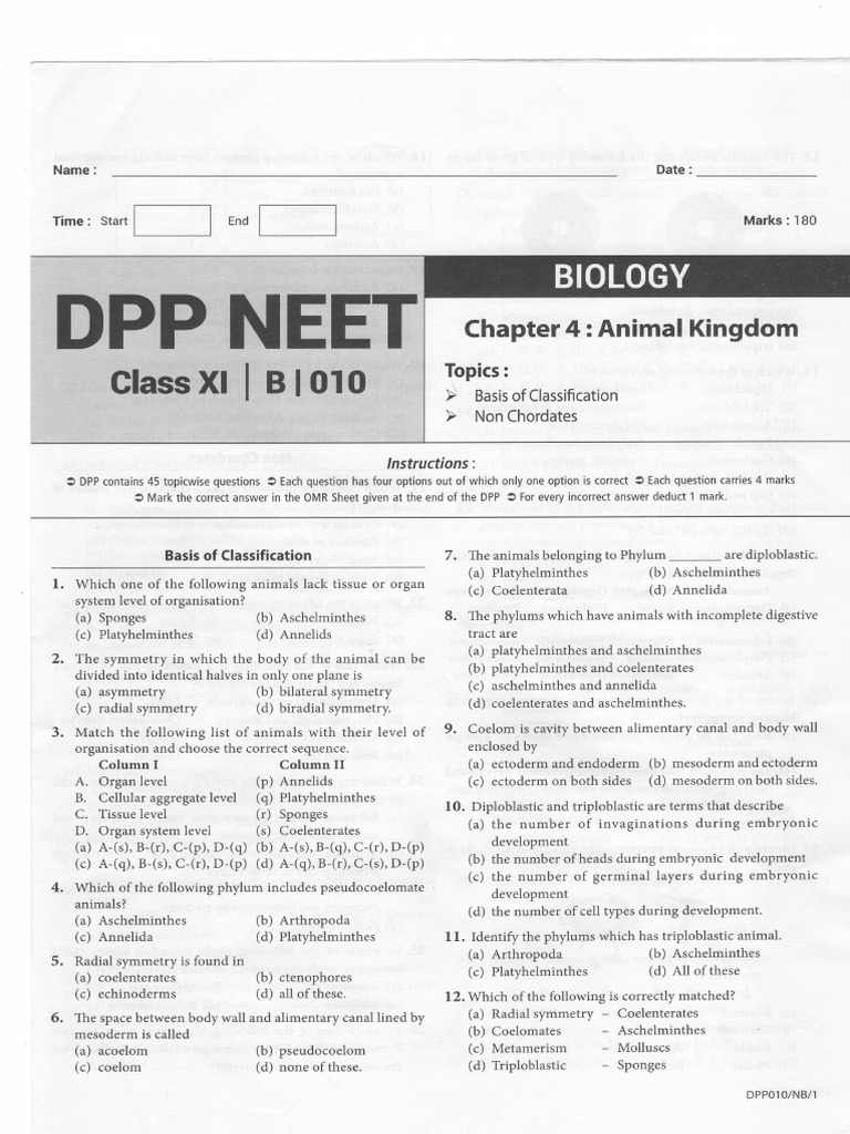 Animal Kingdom Classification Quiz | PDF | Zoology