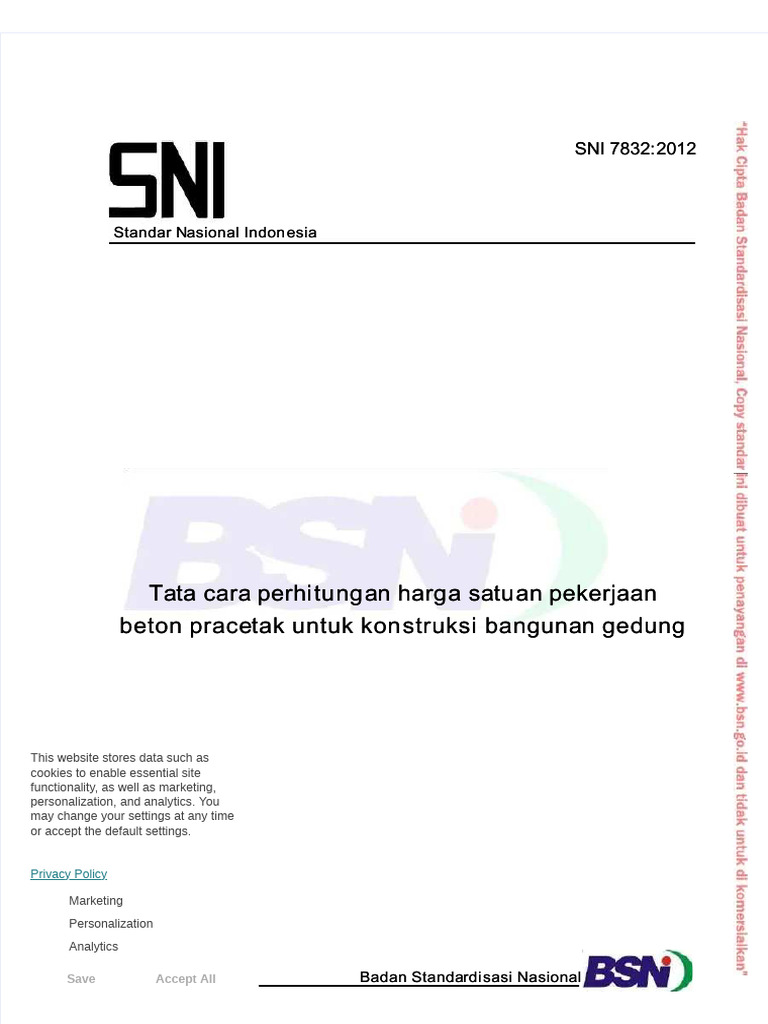 PDF Sni 7832 2012 Tata Cara Perhitungan Ahsp | PDF