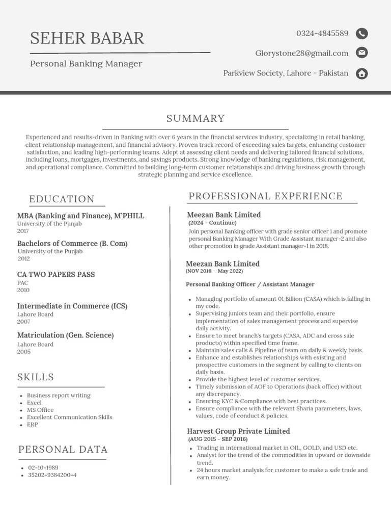 Gray and White Simple Clean Resume | PDF | Banks | Regulatory Compliance
