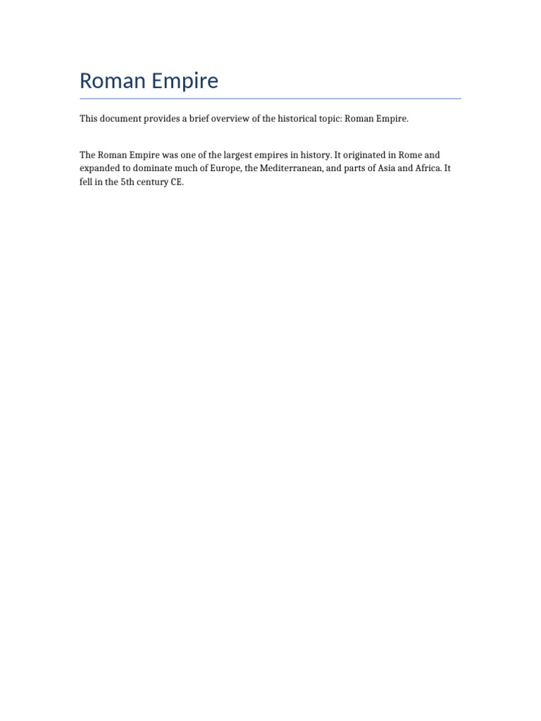 Overview of the Roman Empire History | PDF