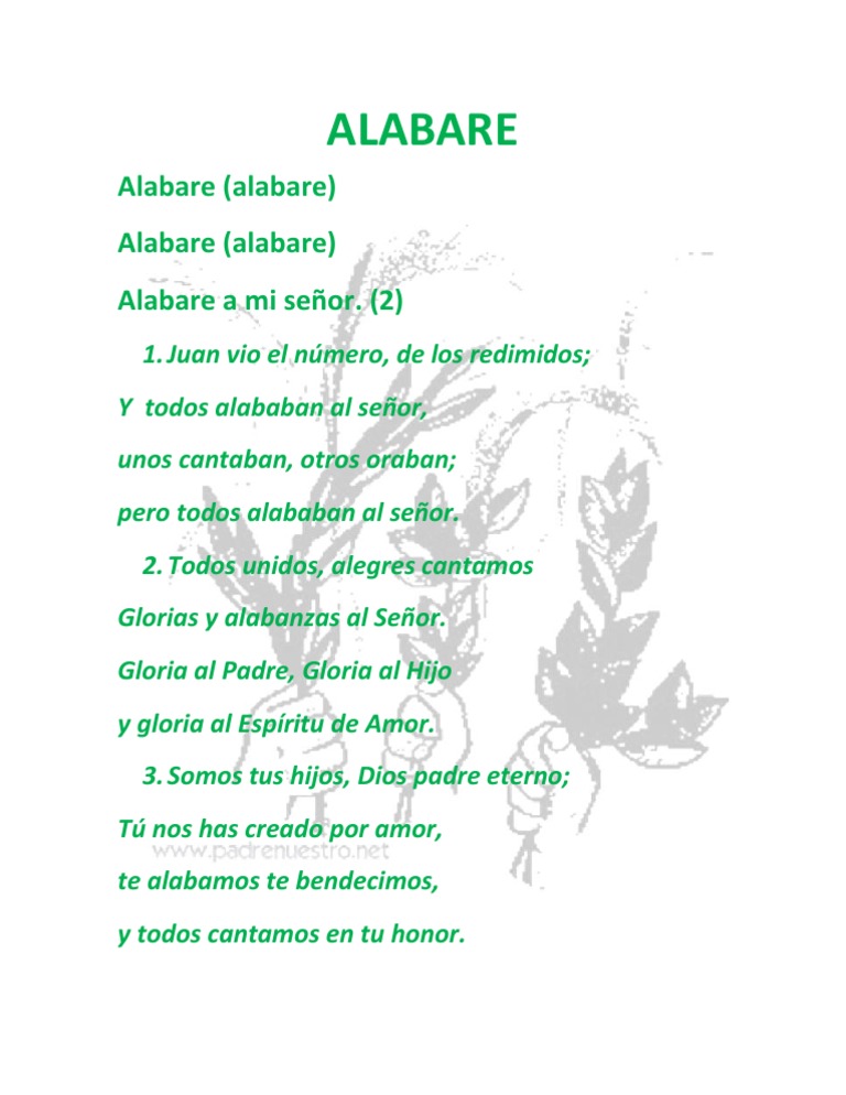 ALABARE Letra | PDF | Religión y creencia