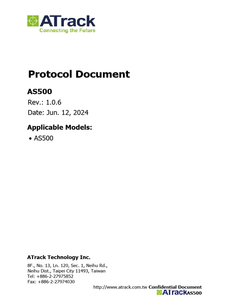 ATrack AS500 Protocol Document 1.0.6 | PDF | String (Computer Science) | Ascii