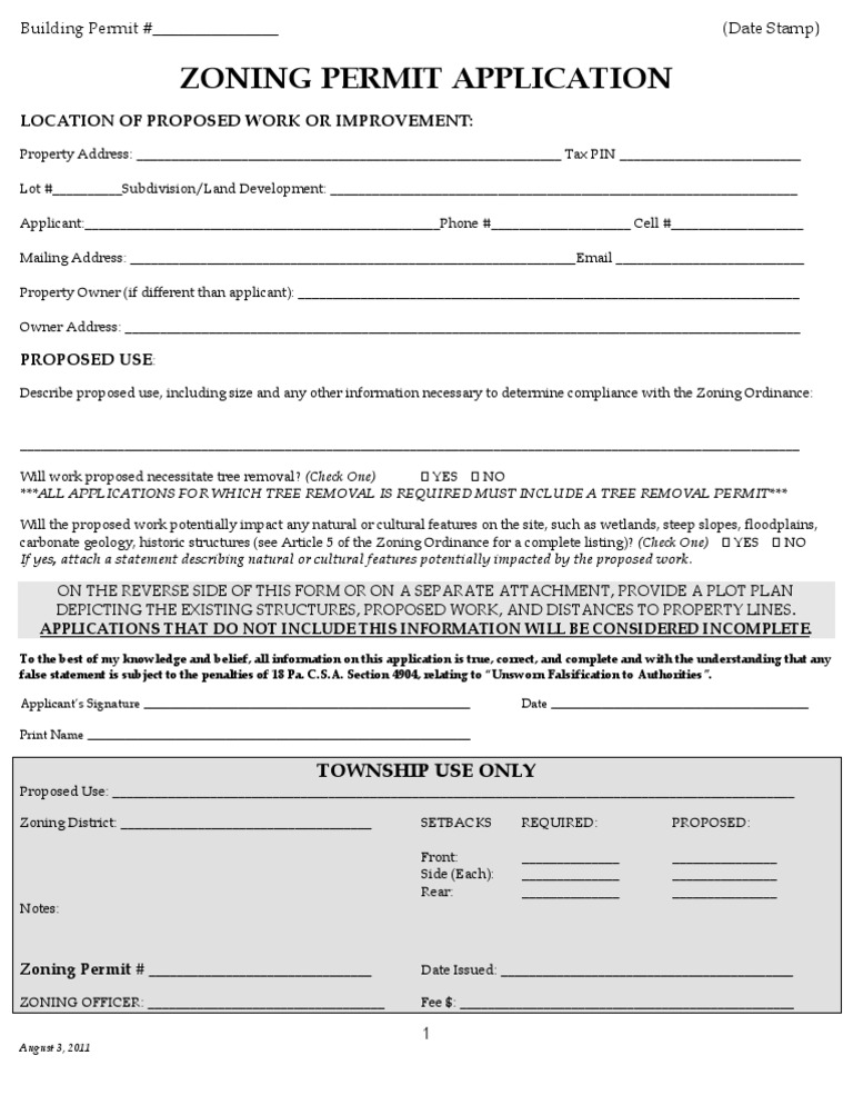 Zoning Permit Application | PDF | Finance & Money Management