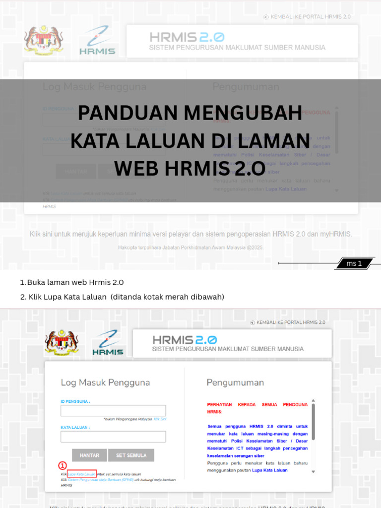 b00170 - Panduan Mengubah Kata Laluan Di Sistem Hrmis | PDF