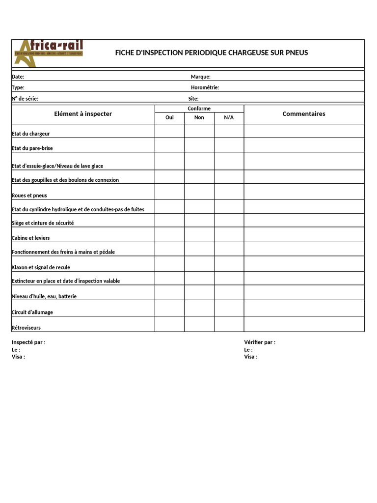 Fiche D'inspection Engin | PDF