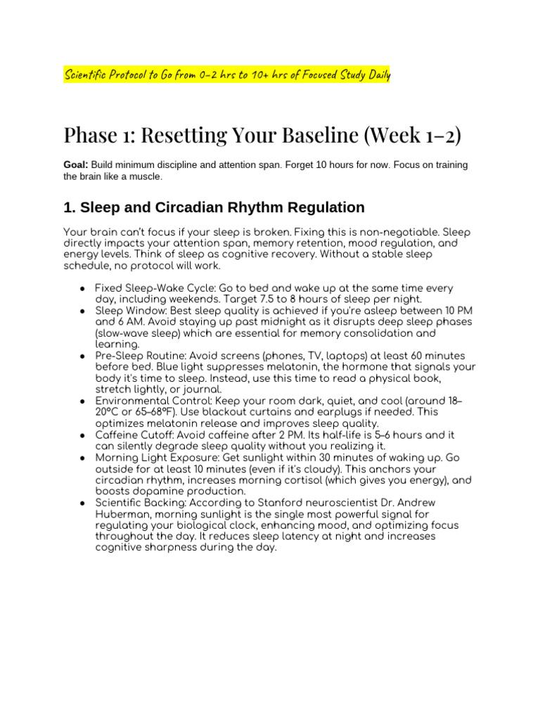 Boost Study Focus: 10-Hour Protocol | PDF | Sleep | Circadian Rhythm