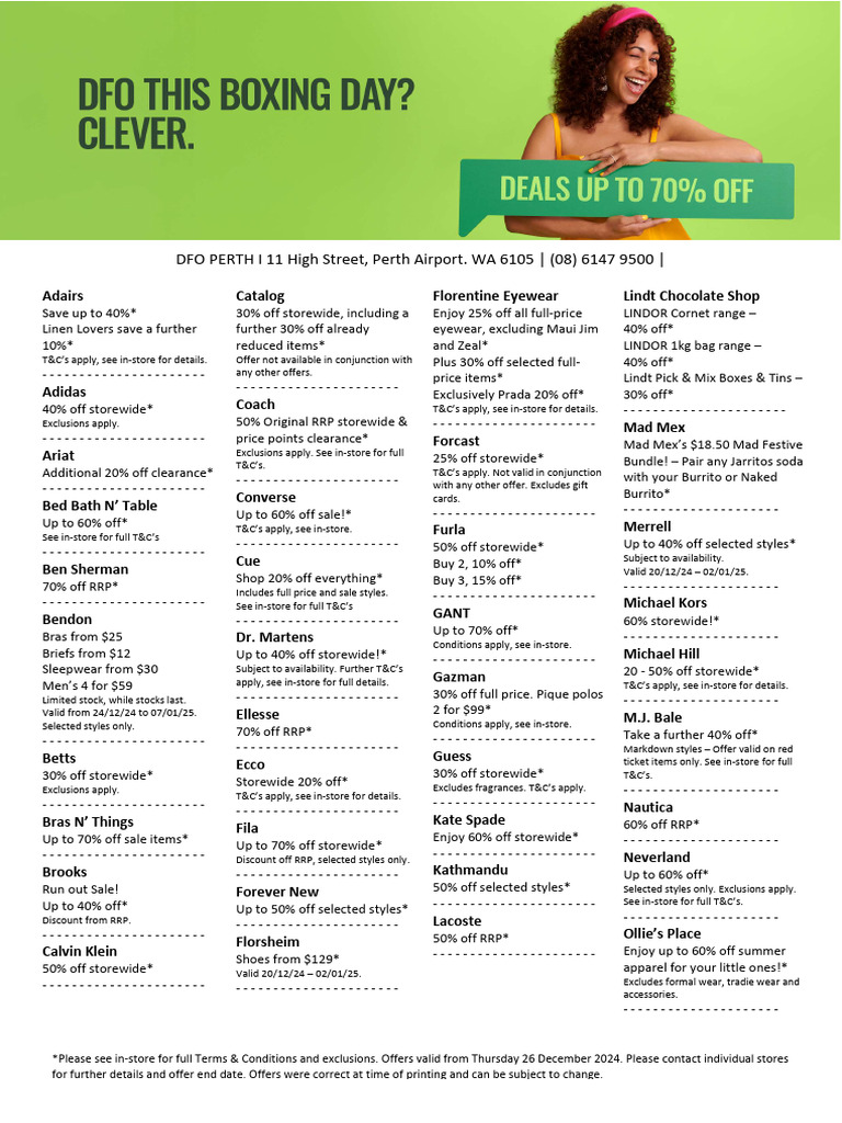 Dfo Boxing Day Offers 2024 Dfo Perth | PDF