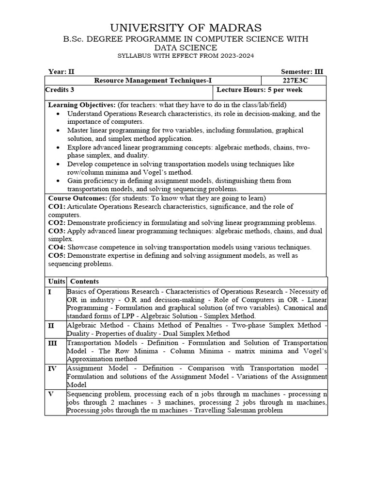227E3C Resource Management | PDF | Linear Programming | Operations Research