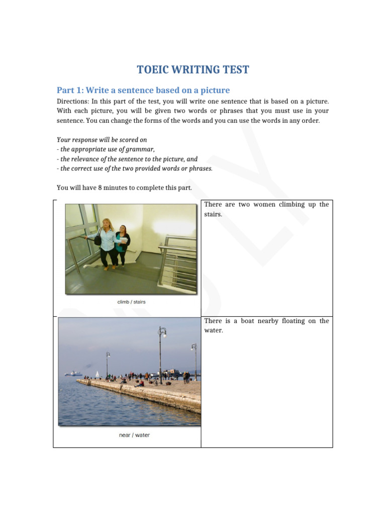 TOEIC Writing Test Guide | PDF