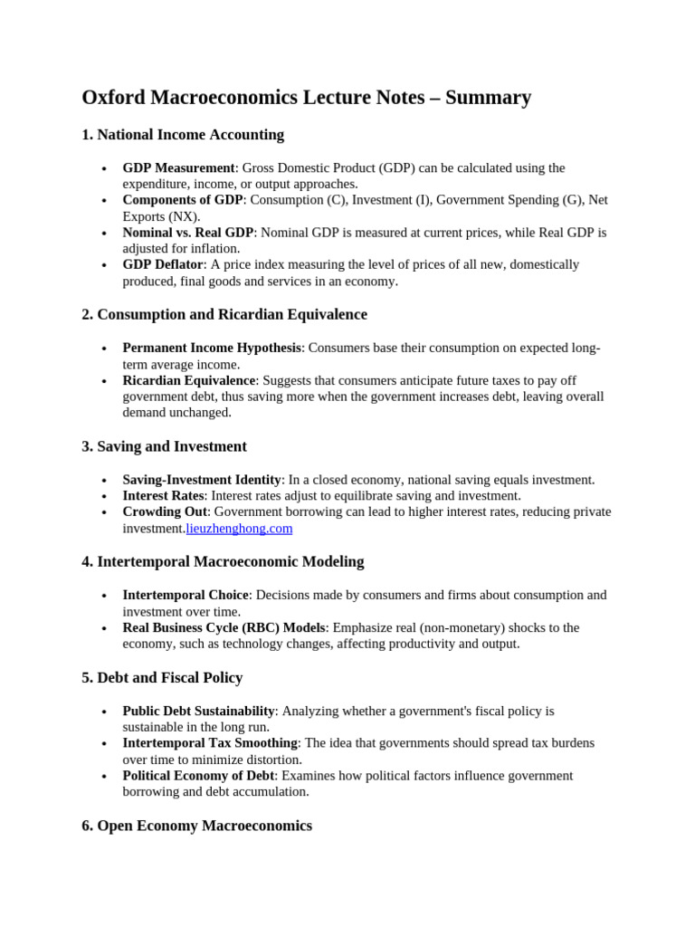 Macroeconomics Lecture Notes | PDF | Macroeconomics | Gross Domestic ...