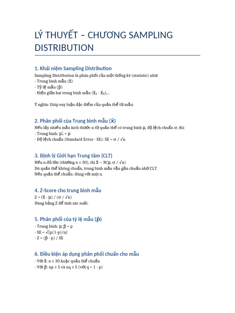 Chap4 Sampling Distribution LyThuyet | PDF