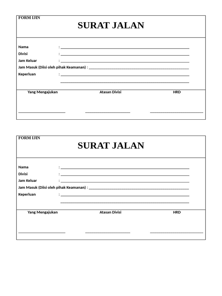 Form Ijin Keluar | PDF