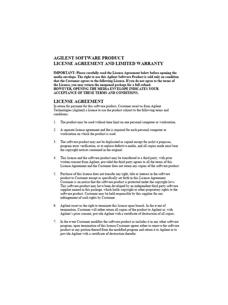 Agilent MassHunter Workstation Warranty | PDF | License | Software