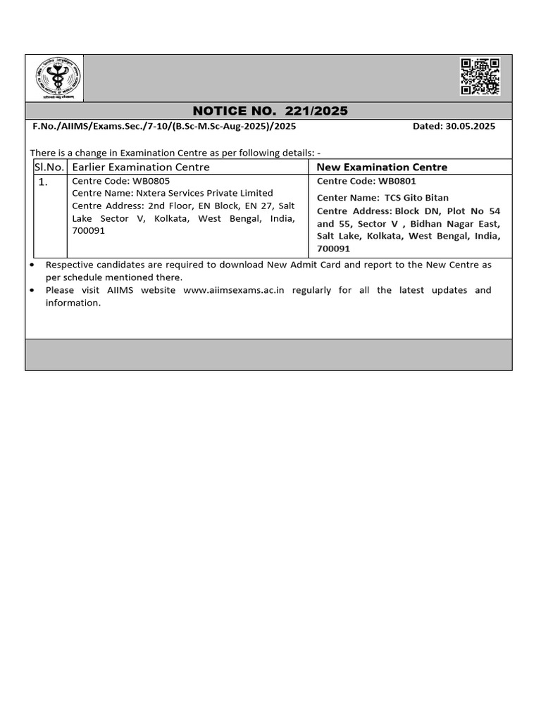 Notice Centre Change - May25 | PDF