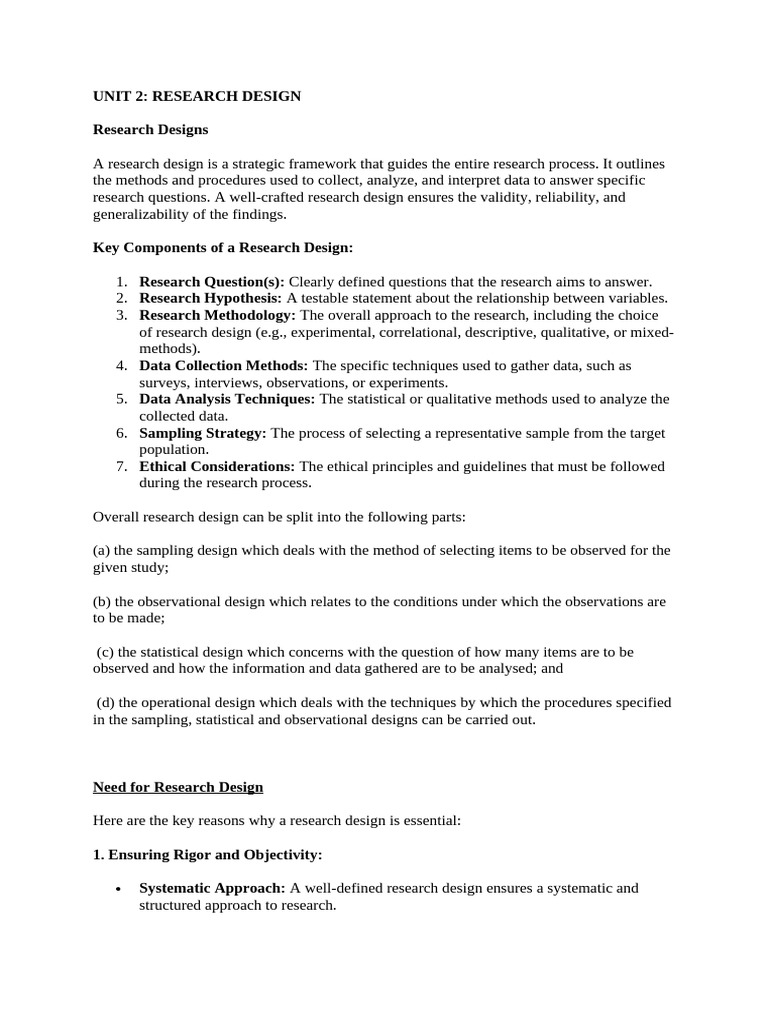 Unit 2 Research Design | PDF | Sampling (Statistics) | Experiment