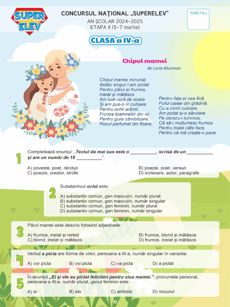 SUPERELEV 2024-2025, Etapa II, Clasa IV | PDF
