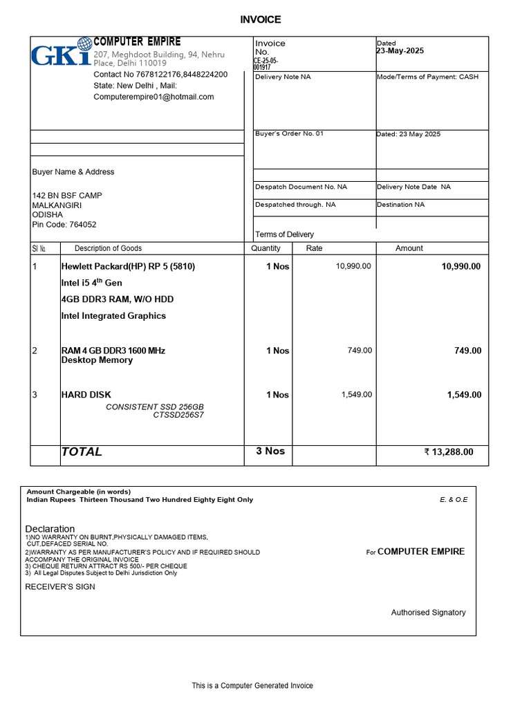 434783697-PC-Invoice 1 | PDF | Invoice | Random Access Memory