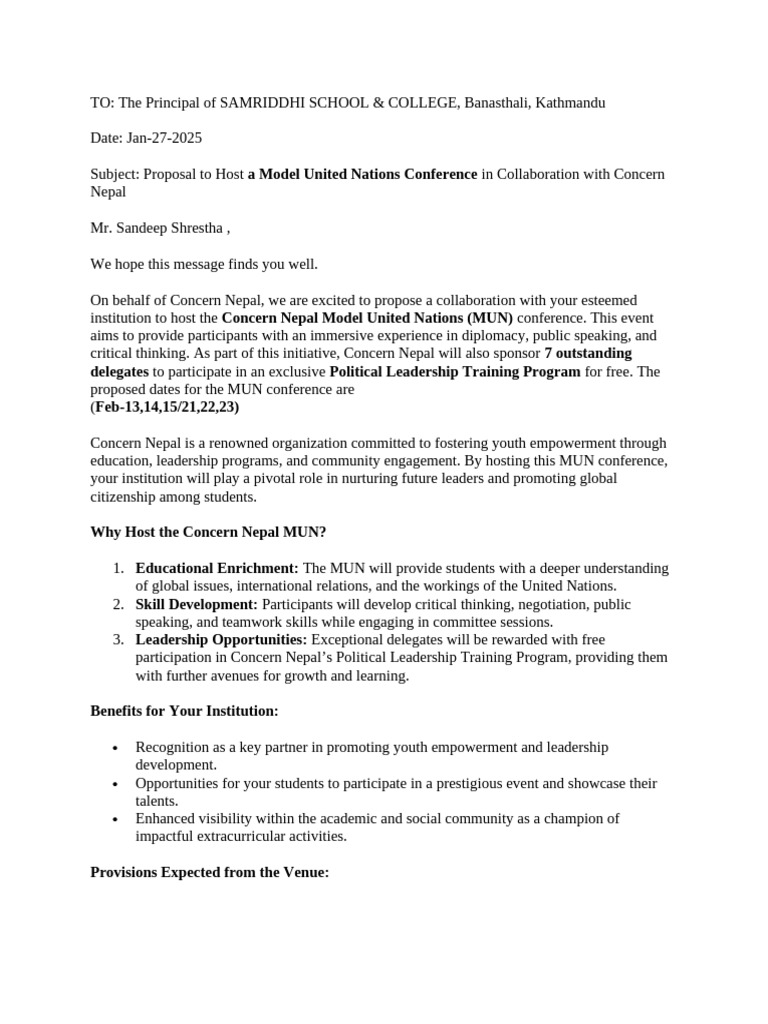 MUN Proposal Non - Edited Version | PDF
