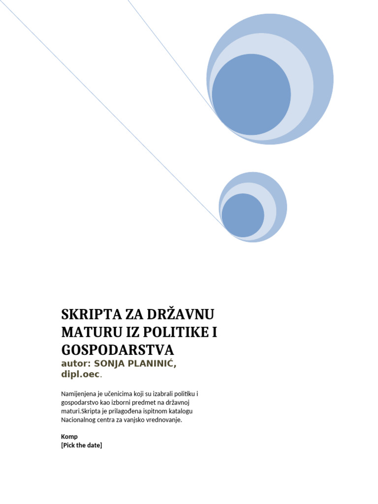 Skripta Za Državnu Maturu Politika | PDF