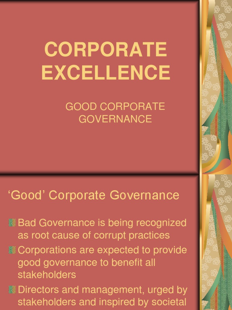 Corporate Excellence | PDF | Corporate Governance | Governance
