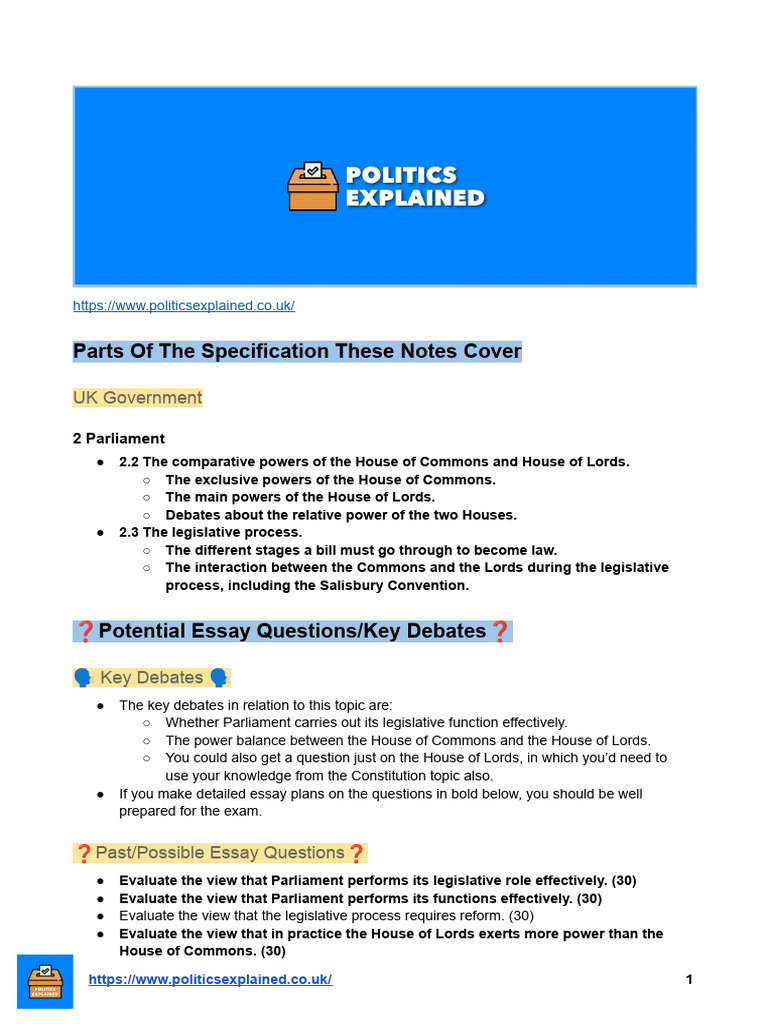 The Legislative Process and Commons Vs Lords - Everything You Need To ...