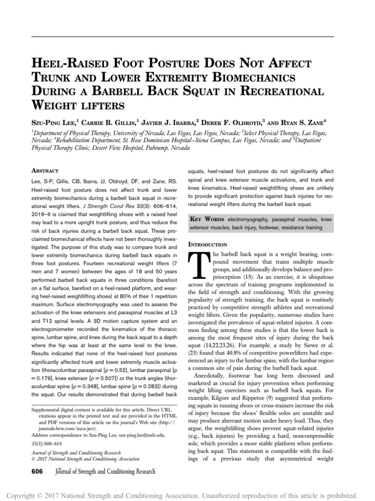 Heel Raised Foot Posture Does Not Affect Trunk And.2 | PDF | Anatomical ...
