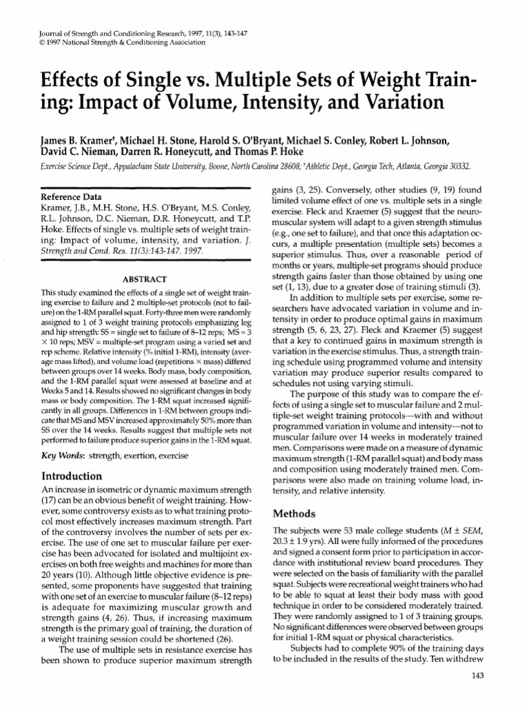 Effects of Single Vs Multiple Sets of Weight.2 | PDF