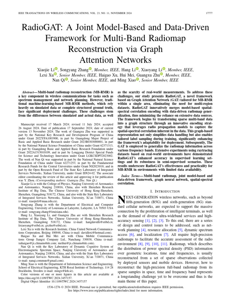RadioGAT a Joint Model-Based and Data-Driven Framework for Multi-Band Radiomap Reconstruction ...