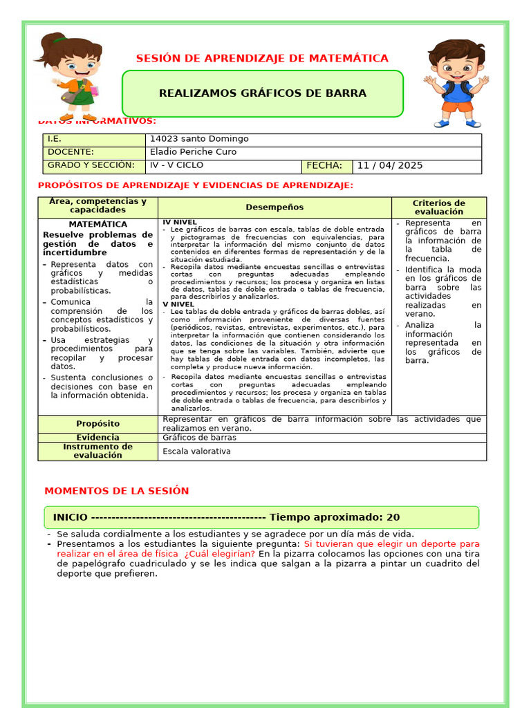 Gráficos de Barra en Matemáticas IV ciclo | PDF | Datos | Aprendizaje