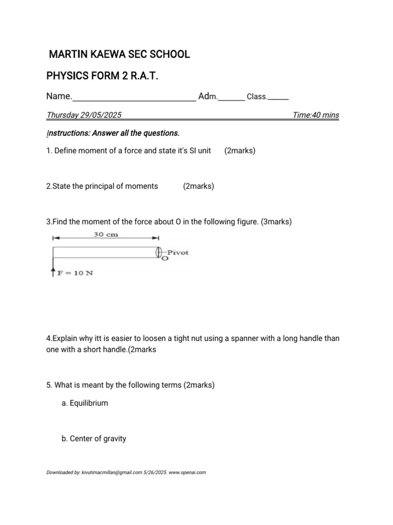 Physics Form 2 r.a.t | PDF