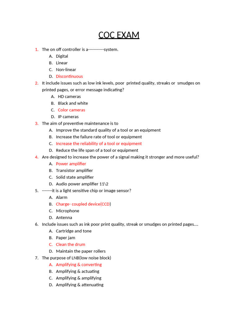 COC Exam Questions and Answers | PDF | Feedback | Rectifier