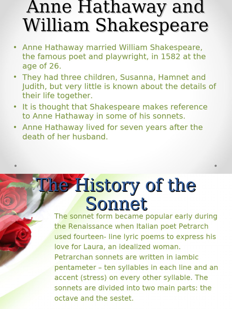 Anne Hathaway The Sonnet | PDF | Sonnets | Poetry