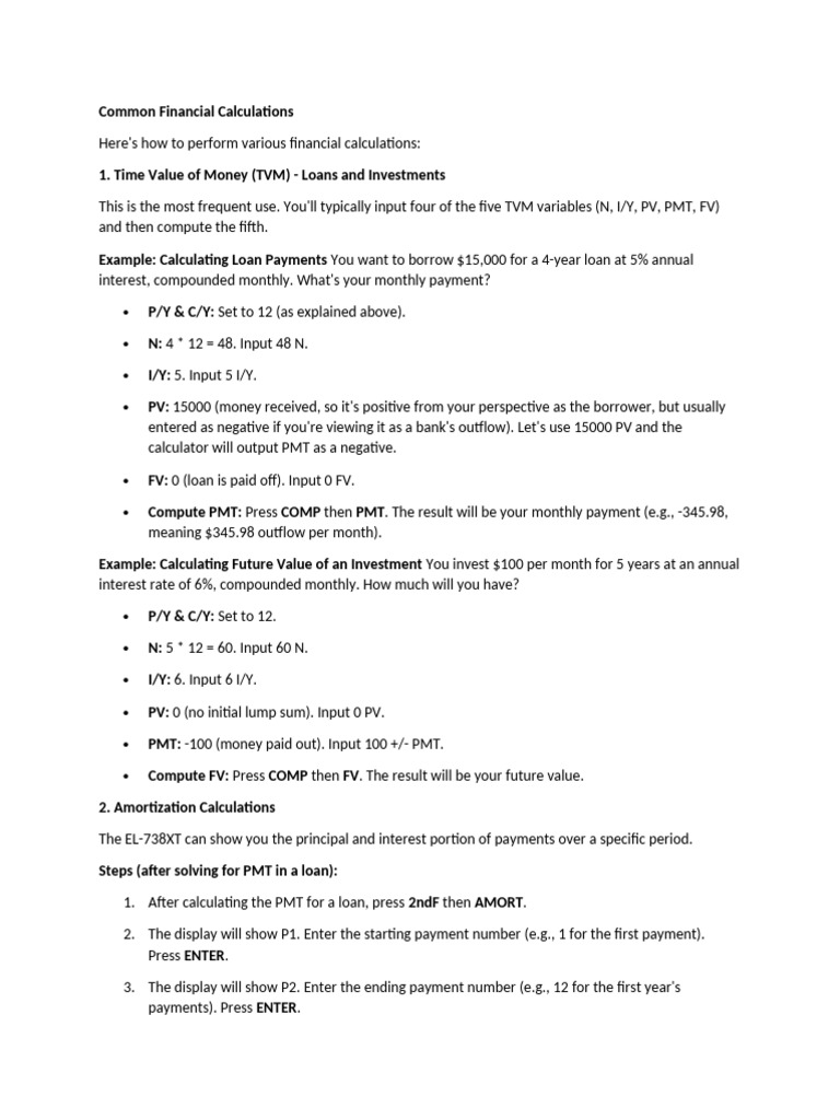 Essential Financial Calculations Guide | PDF | Time Value Of Money ...
