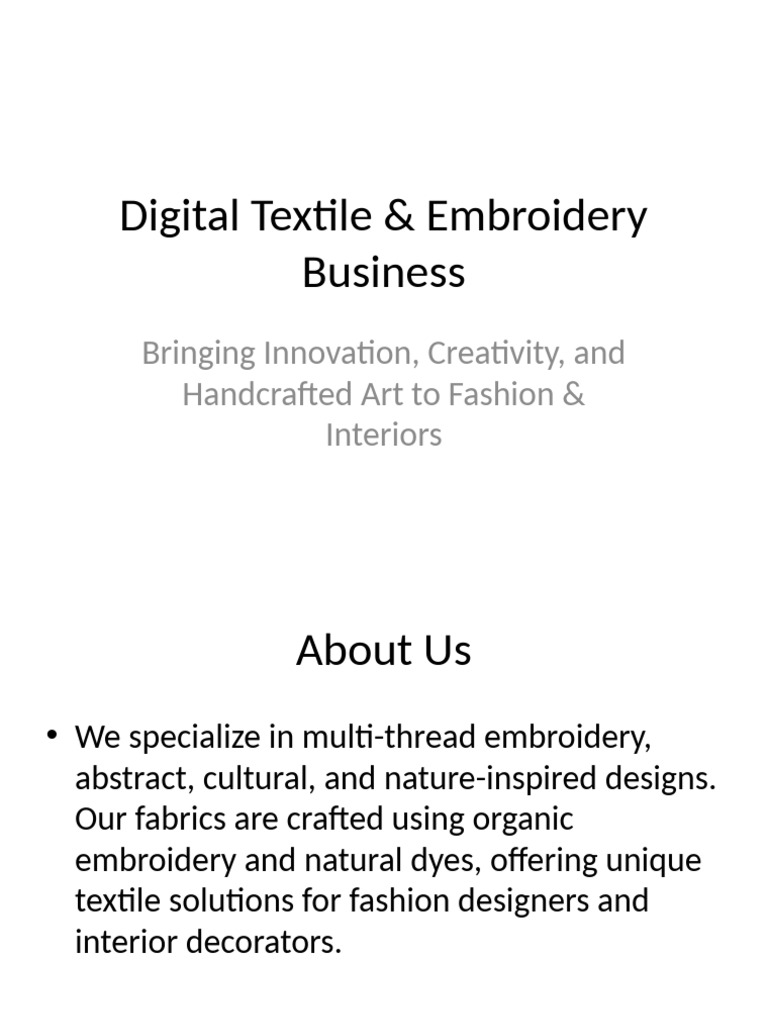 Digital Textile Business Presentation | PDF