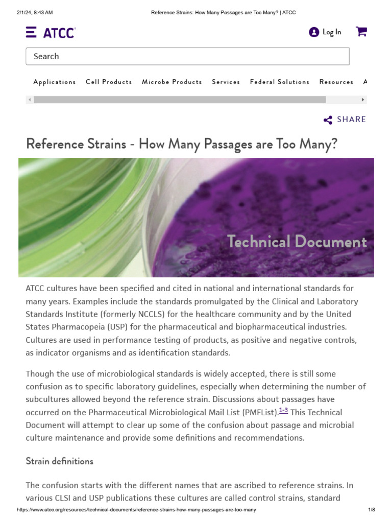 Reference Strains - How Many Passages Are Too Many - ATCC | PDF | Atcc (Company) | Growth Medium