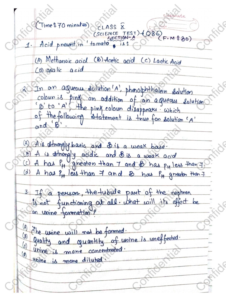 Class 10 Science Test 2025-26 | PDF