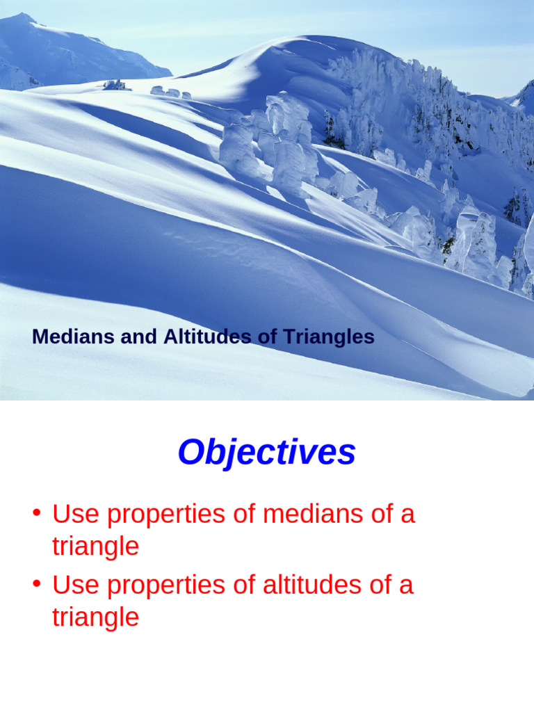 5 3 Medians and Altitudes | PDF | Triangle | Geometry