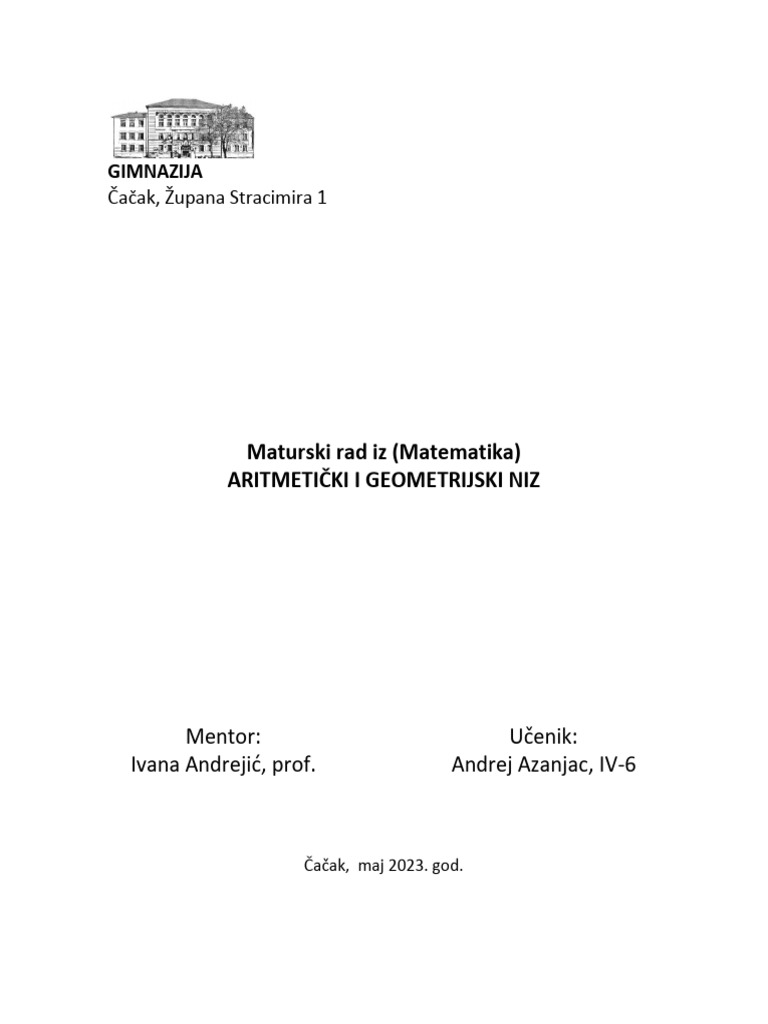 Aritmeticki I Geometrijski Niz Maturski 2 | PDF