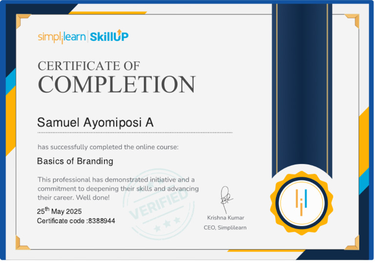 Basics of Branding Certificate From Silmplilearn | PDF