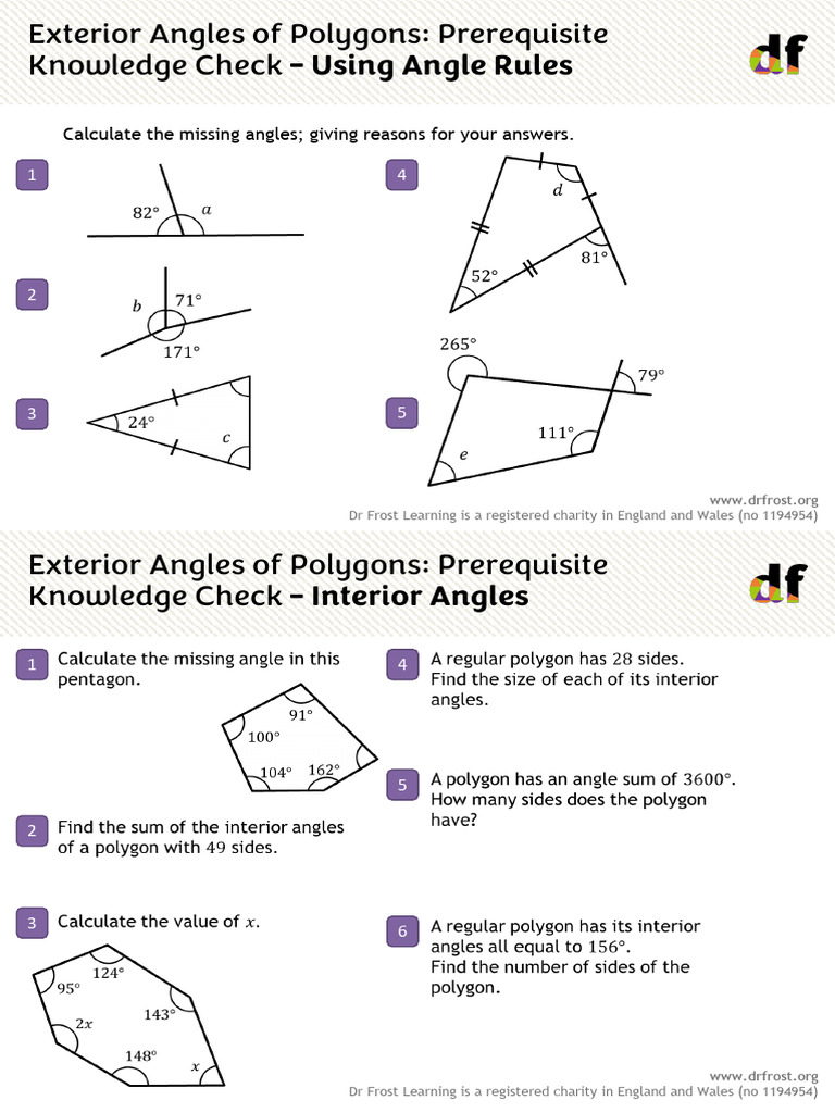 Exterior Angles of Polygons Quiz | PDF