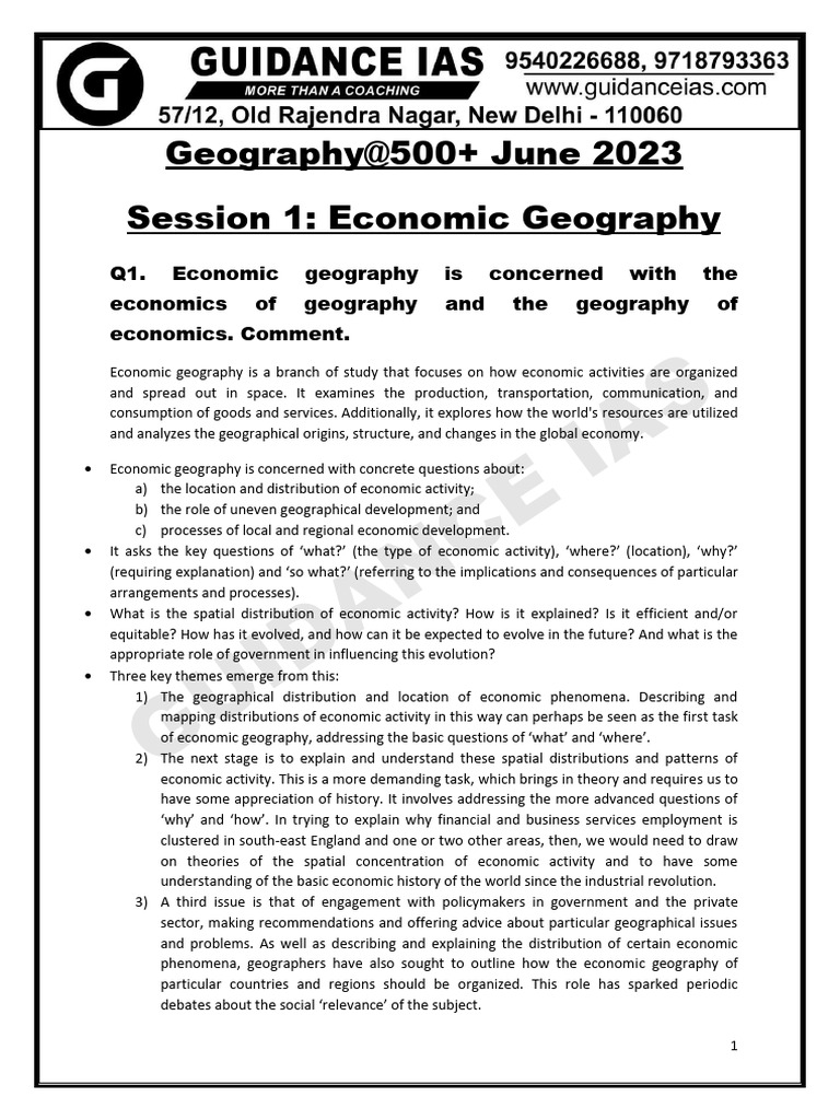 Session 1 Economic Geography FEED Book - 2023-06-05 | PDF | Human ...