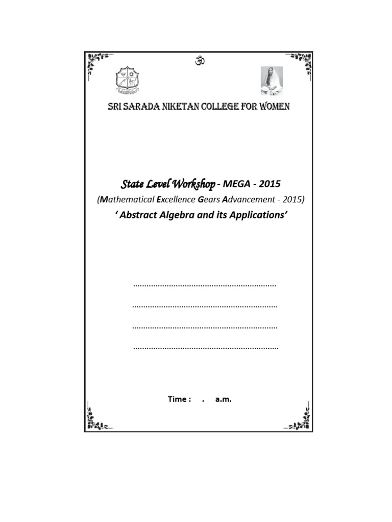 Workshop Invitation PDF | PDF | Algebra | Mathematics