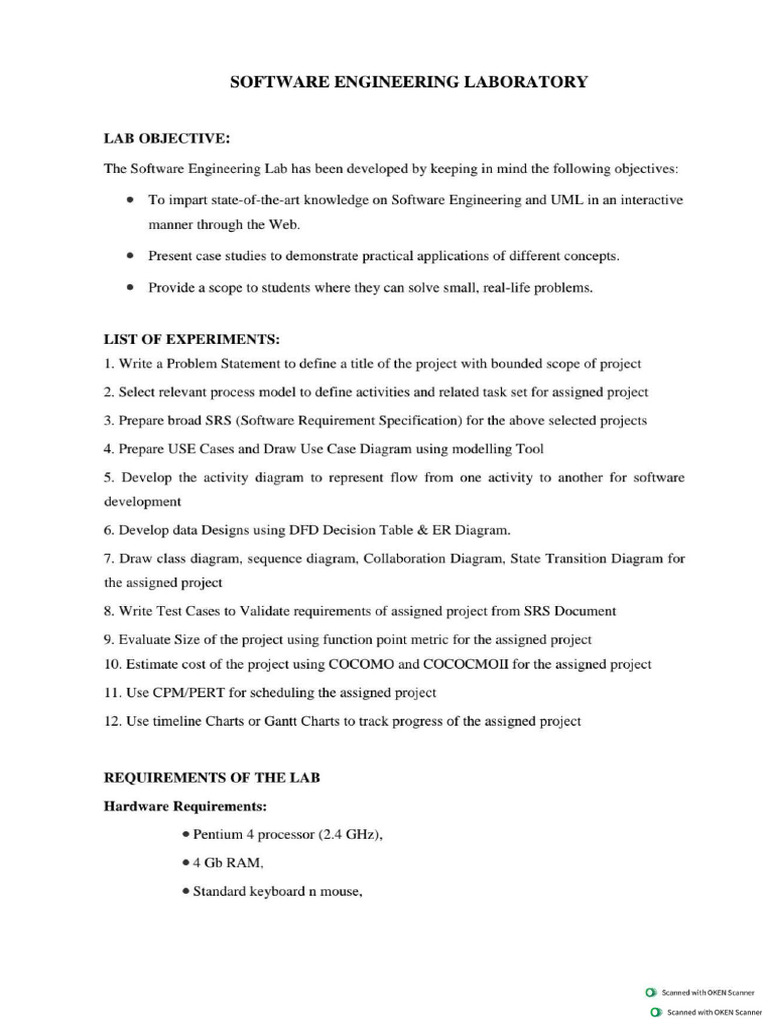 Software Engineering Lab Manual | PDF