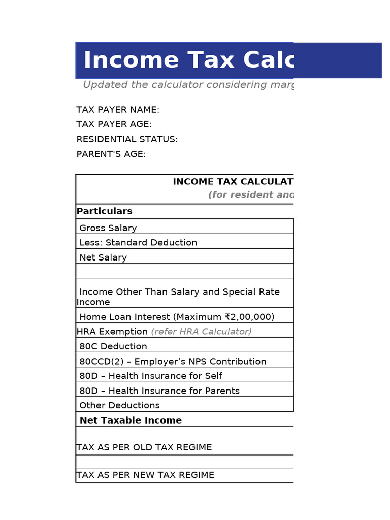 Tax Calculator FY 2024-25 With Marginal Relief V4.o | PDF | Income Tax ...