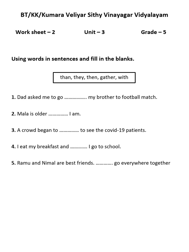 Grade 5, Unit 3, Worksheet 2 | PDF