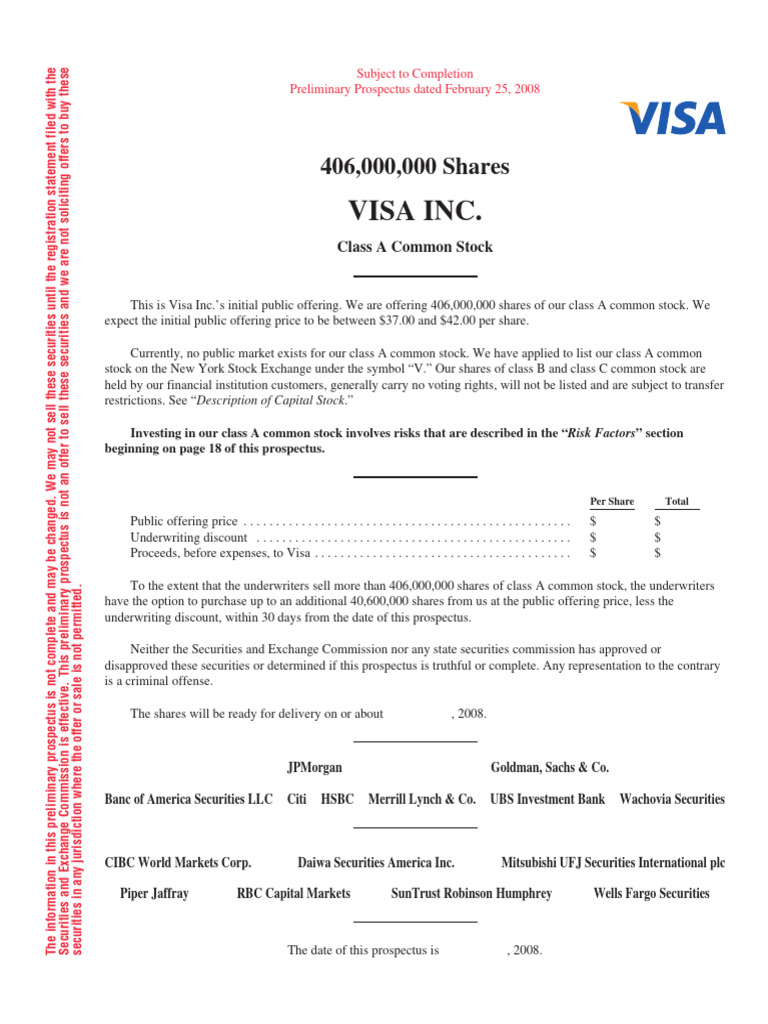 VISA Prospectus 2008 | PDF | Debit Card | Visa Inc.