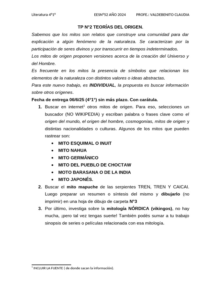 TP n2 Teoria Del Origen | PDF