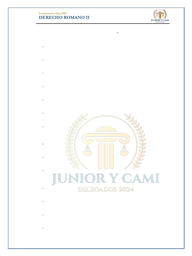 Cuestionario II - PP2 Derecho Romano II - Junior y Cami | PDF | Derecho civil (sistema legal ...