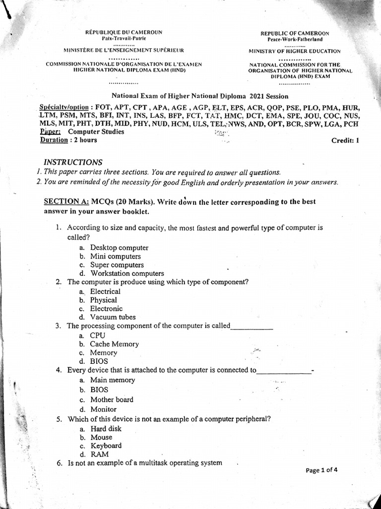 HND Computer Studies 2021 | PDF